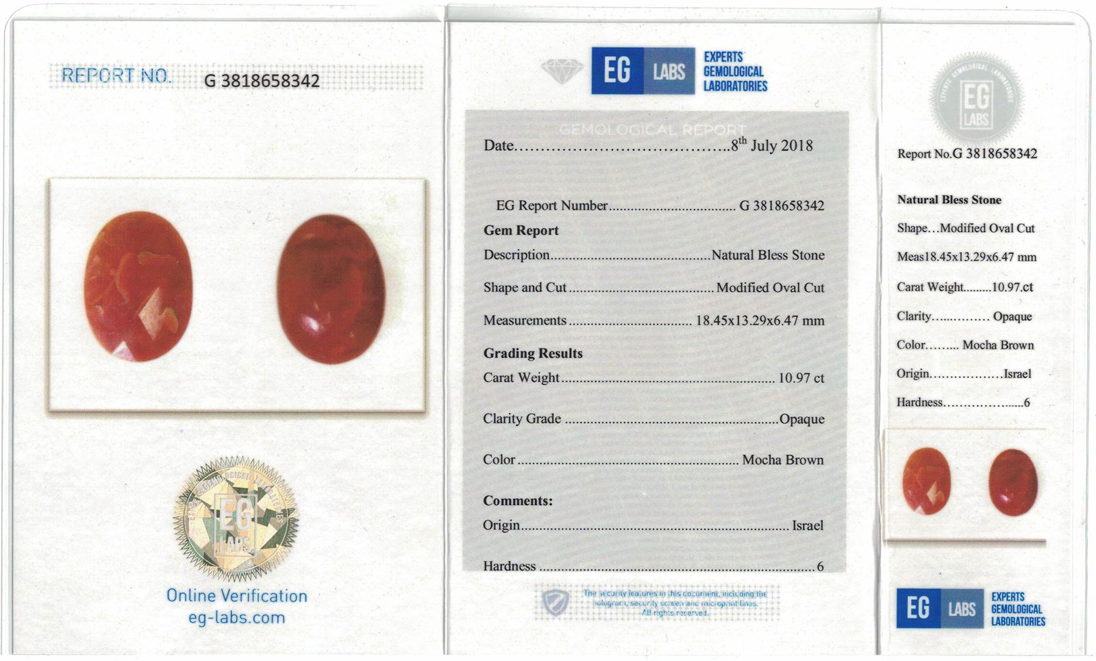 The Certificate - bless stone